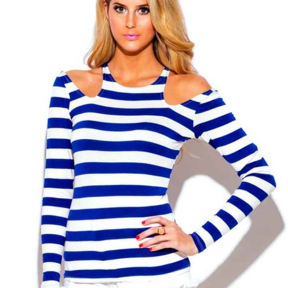 Tops | Nautical Stripe Cutout Top | Poshmark